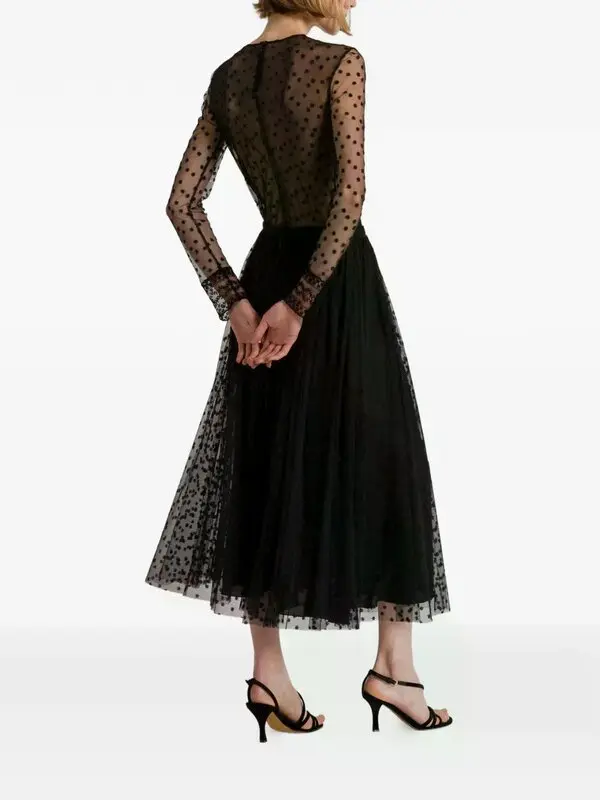 Alberta Ferretti Tulle Midi Skirt With Polka Dot Overlay