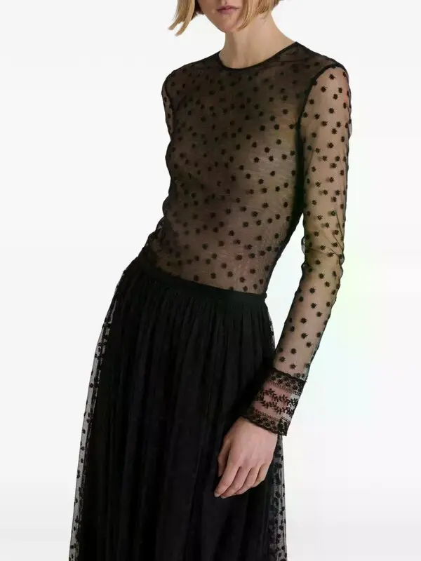 Alberta Ferretti Tulle Midi Skirt With Polka Dot Overlay