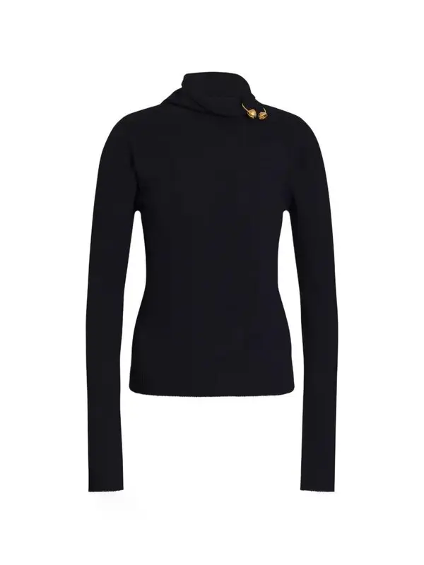 Alberta Ferretti High-neck Sweater With Sculptural Buttons