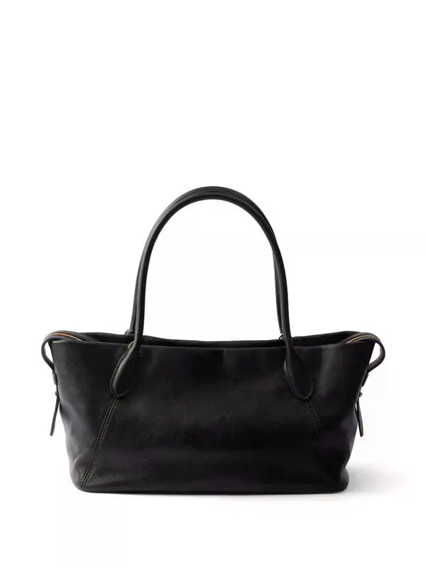 Prada Large Leather Tote Bag - Black