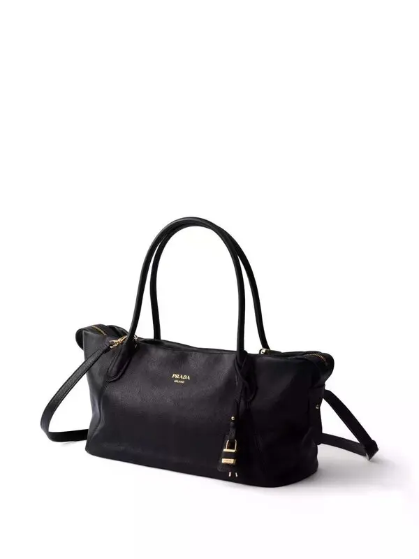 Prada Large Leather Tote Bag - Black