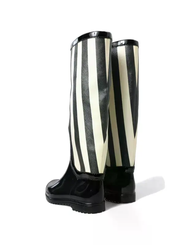 Dolce & Gabbana Striped Knee-high Rubber Boots - Black