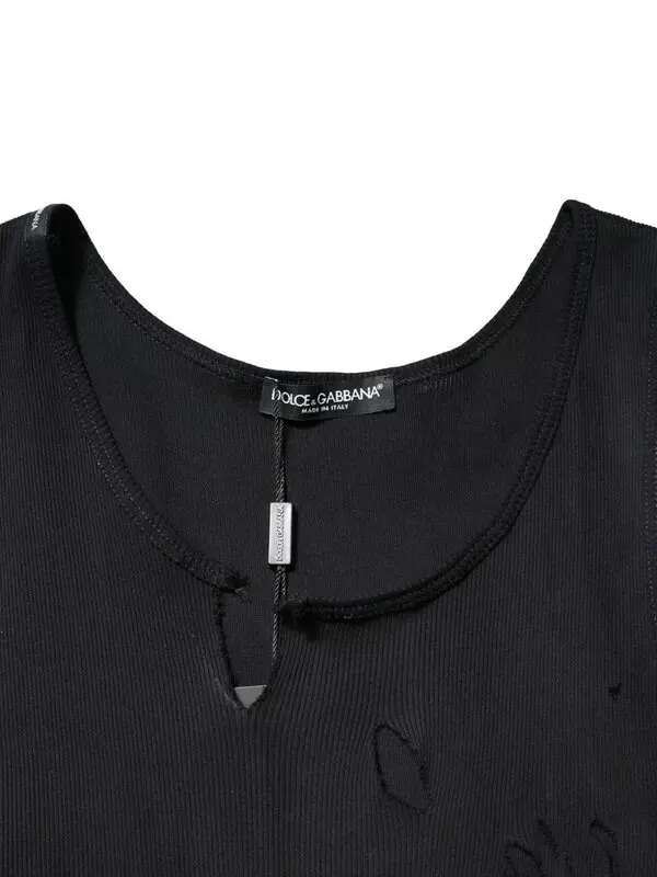 Dolce & Gabbana Distressed Ribbed-knit Tank Top
