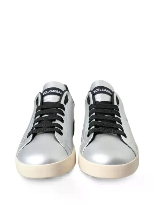 Dolce & Gabbana Portofino Logo-print Metallic Leather Sneakers