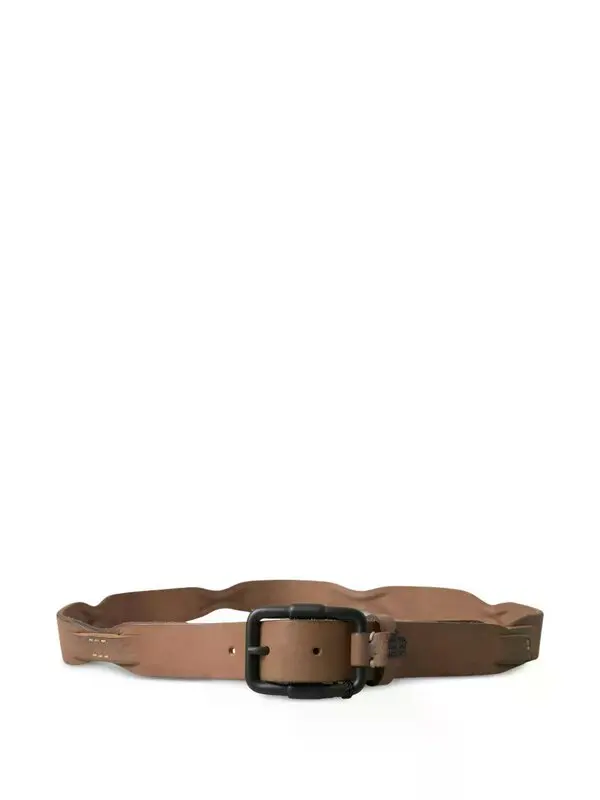 Ermanno Scervino Leather Belt With Logo Plaque