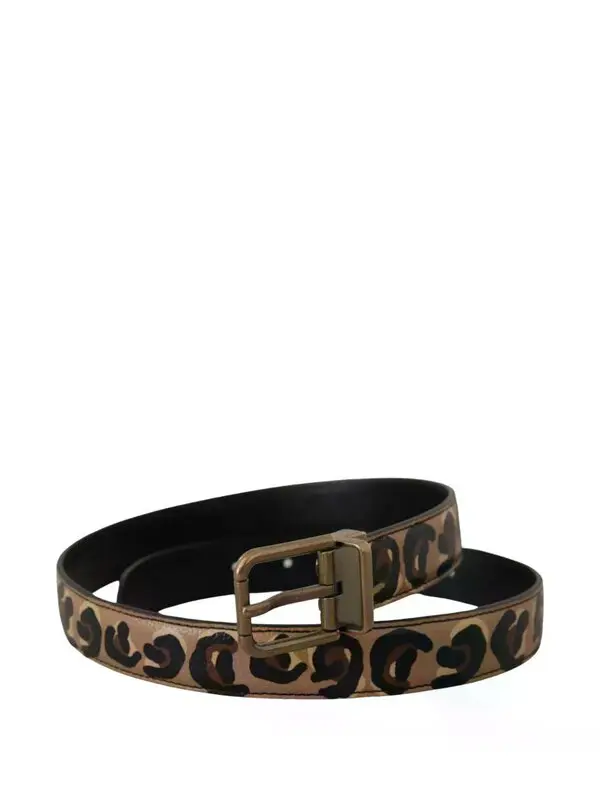 Dolce & Gabbana Leopard Print Reversible Leather Belt