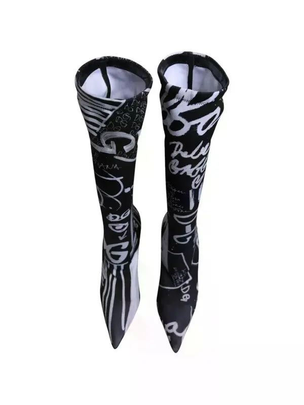 Dolce & Gabbana Graphic Print Stiletto Boots