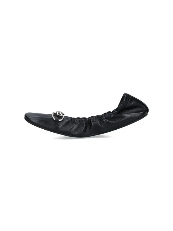 Gucci Prima" Ballet Flats With Horsebit Detail - Black