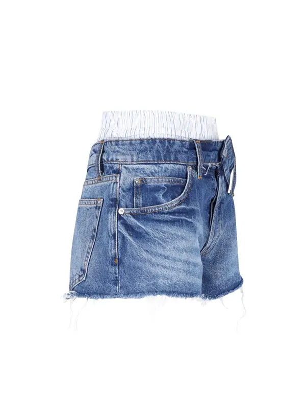 Alexander Wang Boxer Detail Denim Shorts - Blue