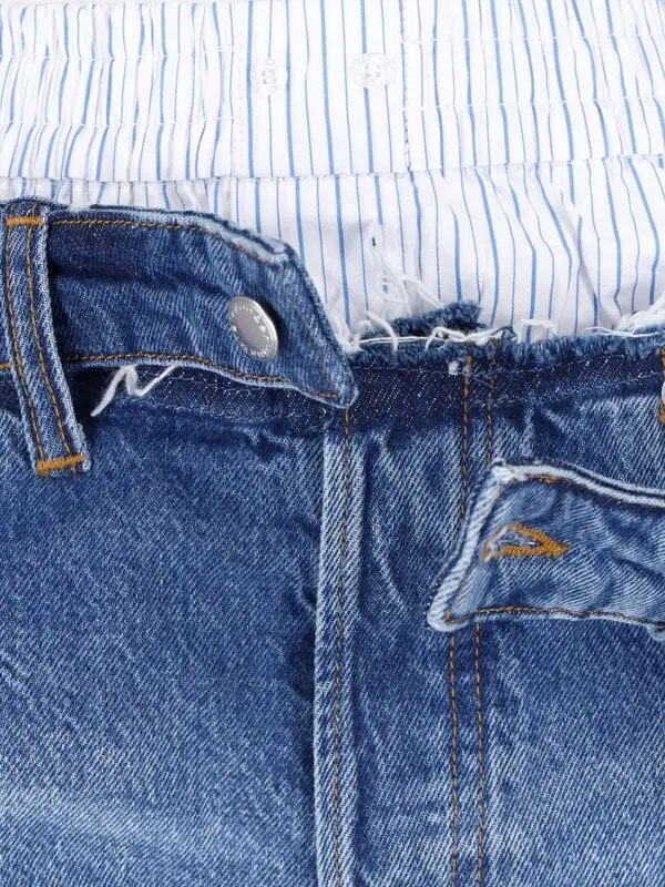 Alexander Wang Boxer Detail Denim Shorts - Blue