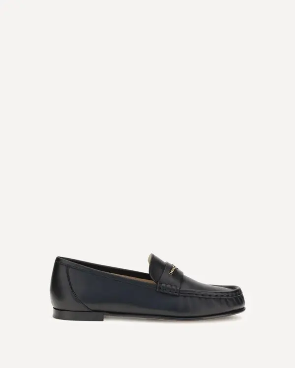 Chloé Leather Loafers With Gold Chain Detail