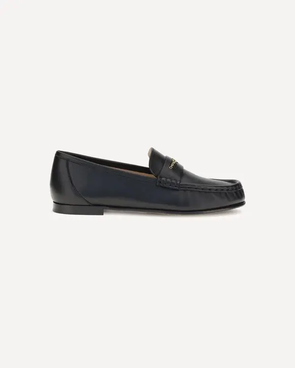 Chloé Leather Loafers With Gold Chain Detail