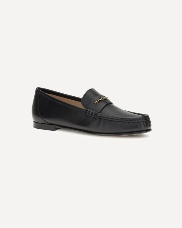 Chloé Leather Loafers With Gold Chain Detail