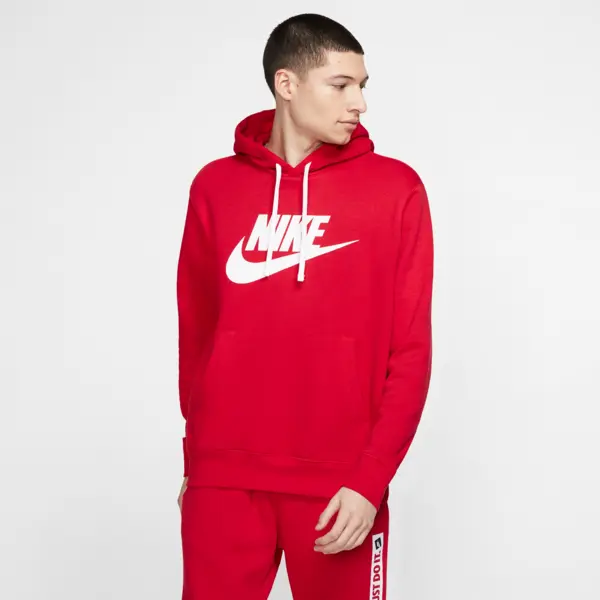 Nike Club Fleece Graphic Pullover Hoodie - Red