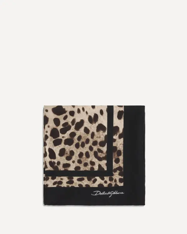 Dolce & Gabbana Leopard Print Silk Scarf - Multicolour