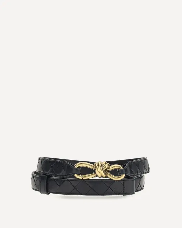 Bottega Veneta Andiamo Belt With Knot Buckle - Black