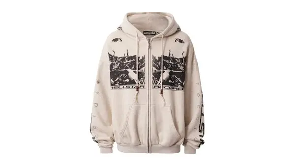 HELLSTAR Moshpit Zipup Hoodie - Oatmeal