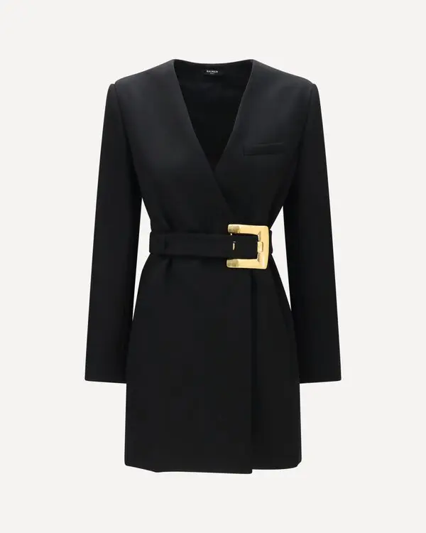 Balmain Grain De Poudre Belted Blazer
