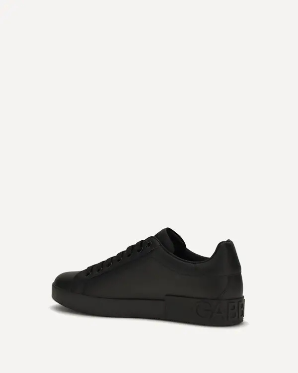 Dolce & Gabbana Portofino Calfskin Leather Sneakers - Black