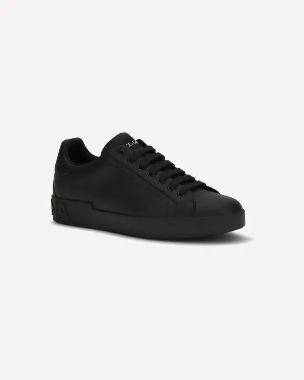 Dolce & Gabbana Portofino Calfskin Leather Sneakers - Black