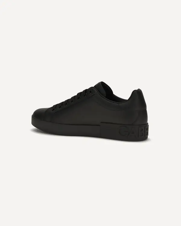 Dolce & Gabbana Portofino Calfskin Leather Sneakers - Black