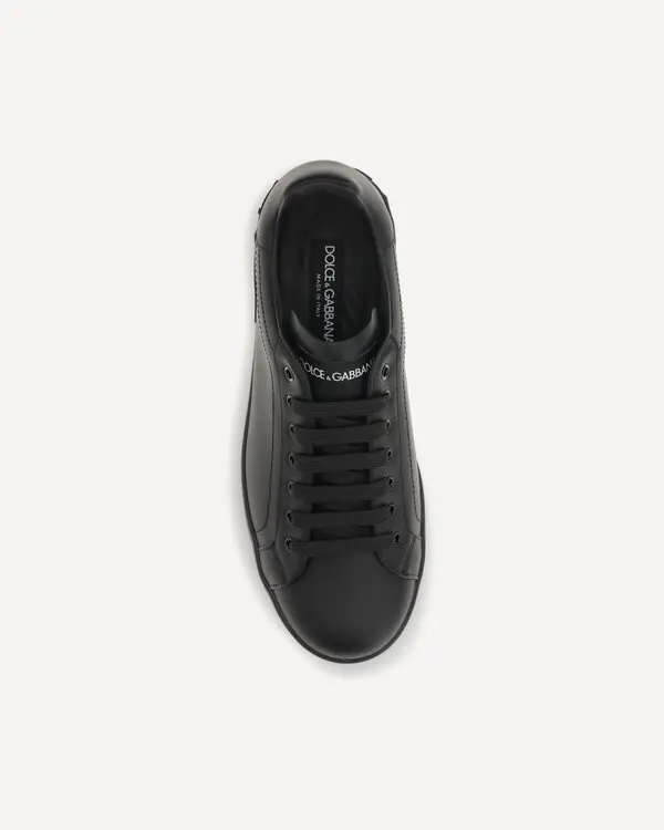 Dolce & Gabbana Portofino Calfskin Leather Sneakers - Black