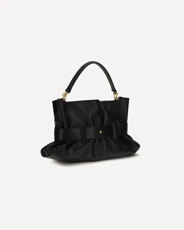 Balmain Medium Anthem Handbag With Belt Detail - Black