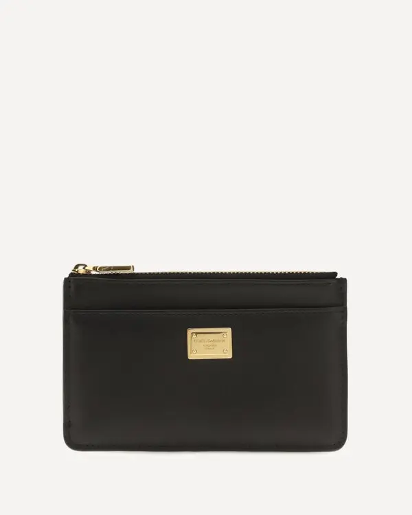 Dolce & Gabbana Leather Zip Card Holder - Black