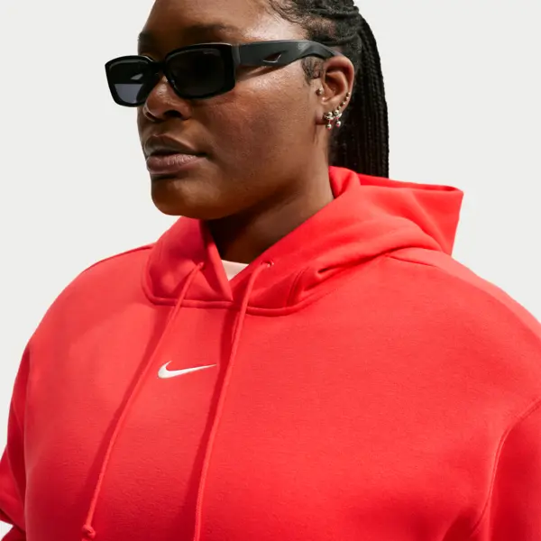 Nike Phoenix Fleece Oversized Pullover Hoodie - Red