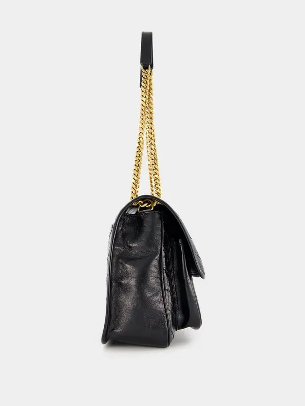 Saint Laurent Niki Medium Vintage Leather Shoulder Bag - Black