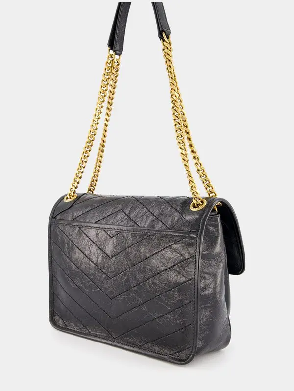 Saint Laurent Niki Medium Vintage Leather Shoulder Bag - Black
