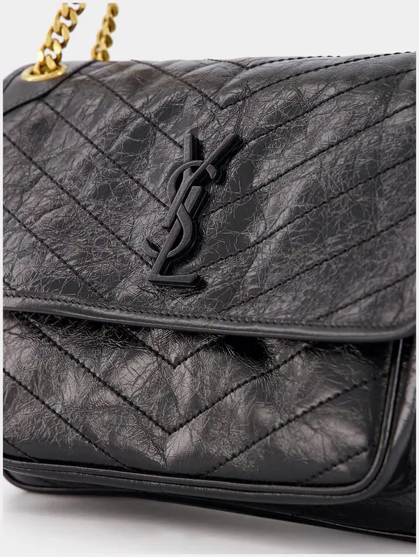 Saint Laurent Niki Medium Vintage Leather Shoulder Bag - Black