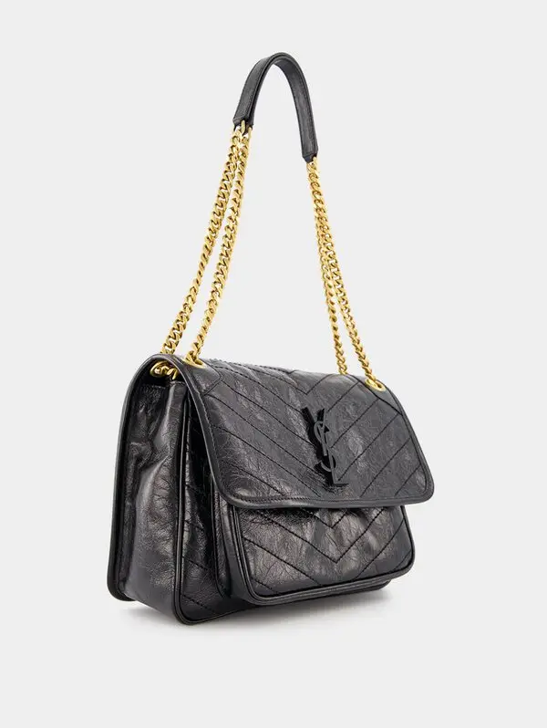 Saint Laurent Niki Medium Vintage Leather Shoulder Bag - Black