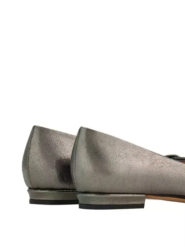 FERRAGAMO Vara Bow Ballet Flats In Metallic Leather