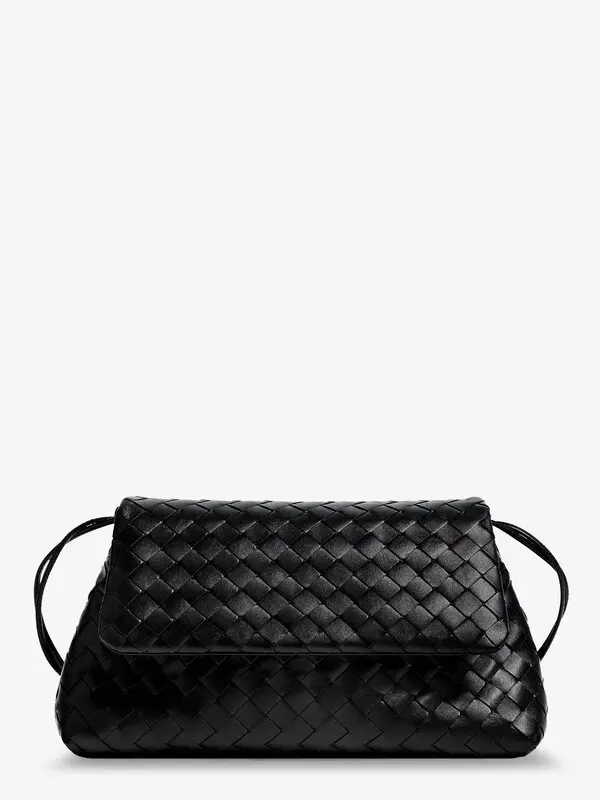 Bottega Veneta Intrecciato Leather Shoulder Bag - Black
