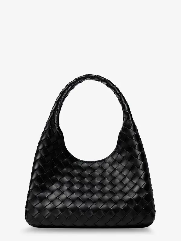 Bottega Veneta Intrecciato Leather Campana Shoulder Bag - Black