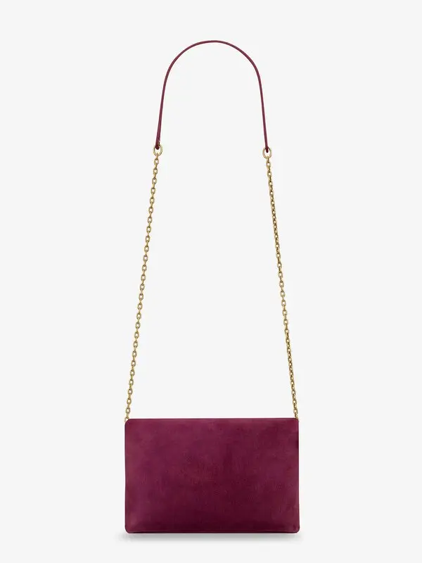 Saint Laurent Suede Crossbody Bag With Metal Cassandre Logo