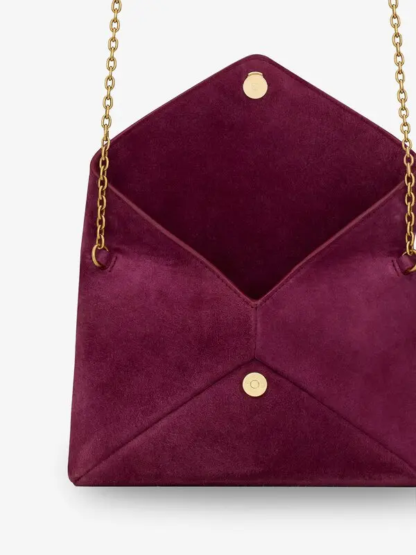 Saint Laurent Suede Crossbody Bag With Metal Cassandre Logo