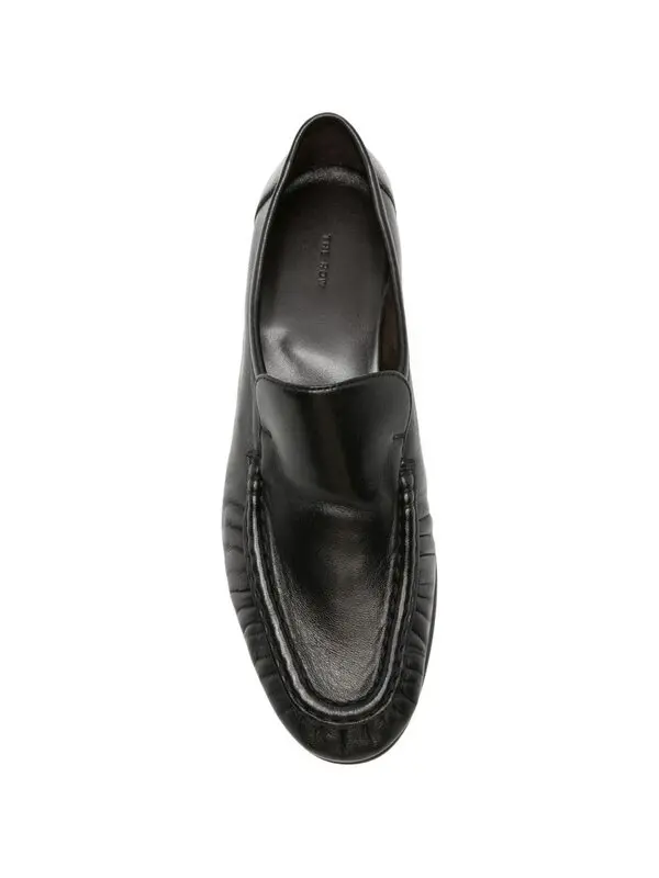 THE ROW Soft Leather Loafers - Black