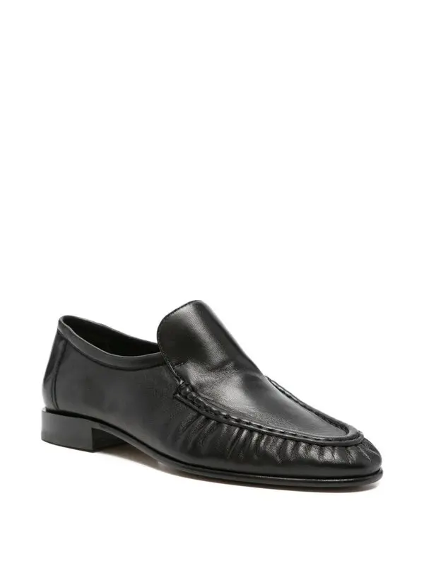 THE ROW Soft Leather Loafers - Black