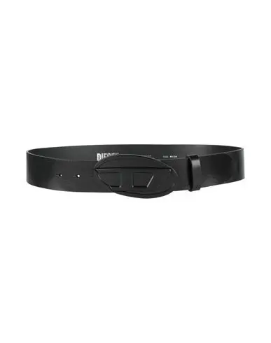DIESEL® Leather Belt With Logo Buckle - Black