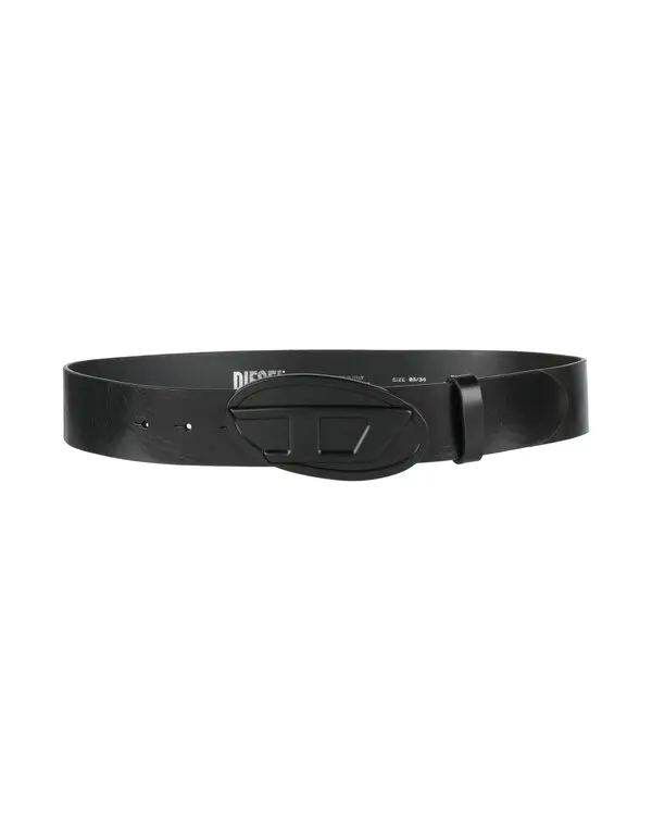 DIESEL® Leather Belt With Logo Buckle