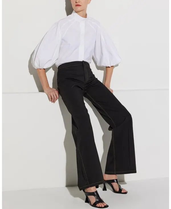 CALLAS MILANO Jane Cotton Stretch Flare Trousers - Black