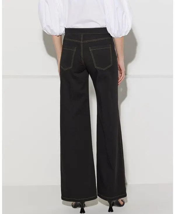 CALLAS MILANO Jane Cotton Stretch Flare Trousers - Black