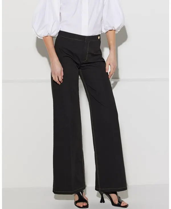 CALLAS MILANO Jane Cotton Stretch Flare Trousers - Black