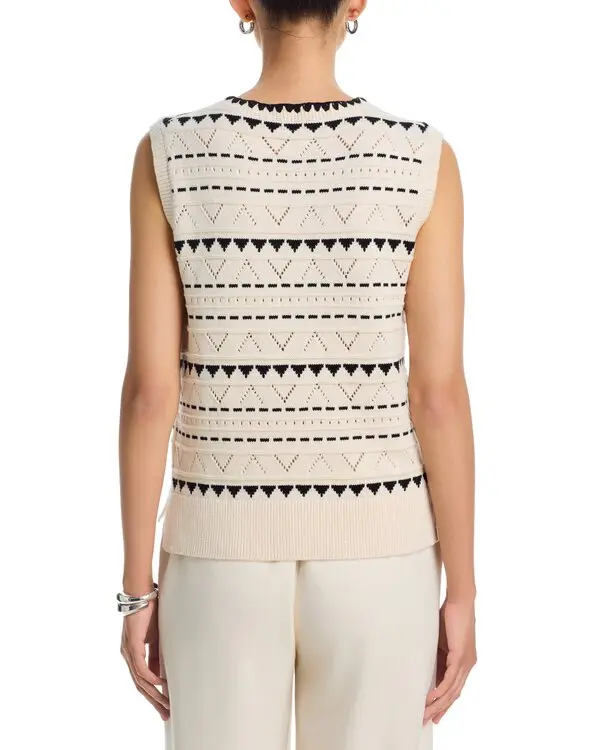 T Tahari Pointelle Knit Sleeveless Sweater