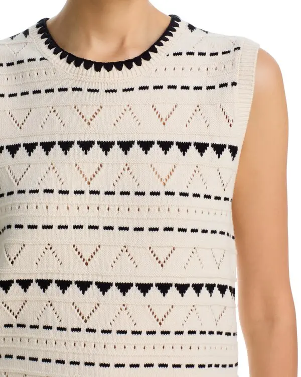 T Tahari Pointelle Knit Sleeveless Sweater