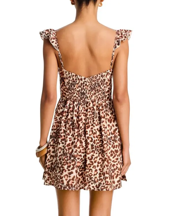 Aqua Leopard Print Eyelet Bustier Mini Dress