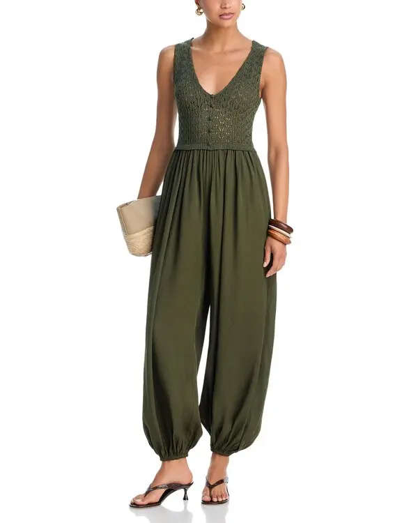 Aqua Crochet Balloon Jumpsuit