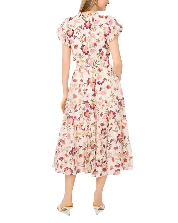 Vince Camuto Puff Sleeve Floral Midi Dress